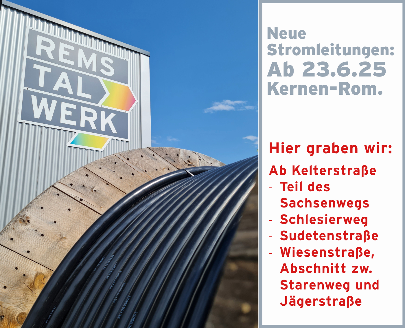 Stromnetzerneuerung: Ab 23.6. in Rommelshausen Tiefbauarbeiten ...